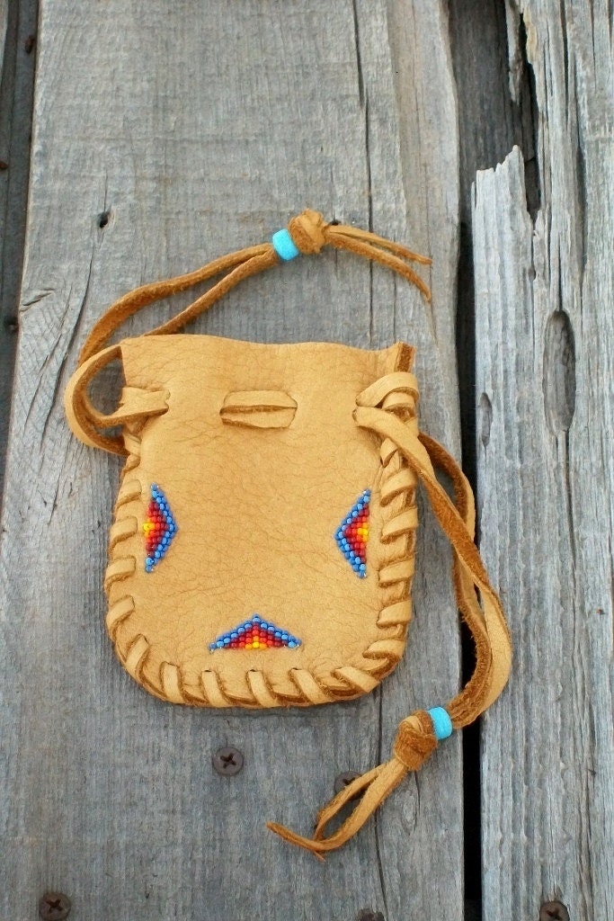 Amulet Pouch Beaded Amulet Bag Leather Medicine Pouch | Etsy