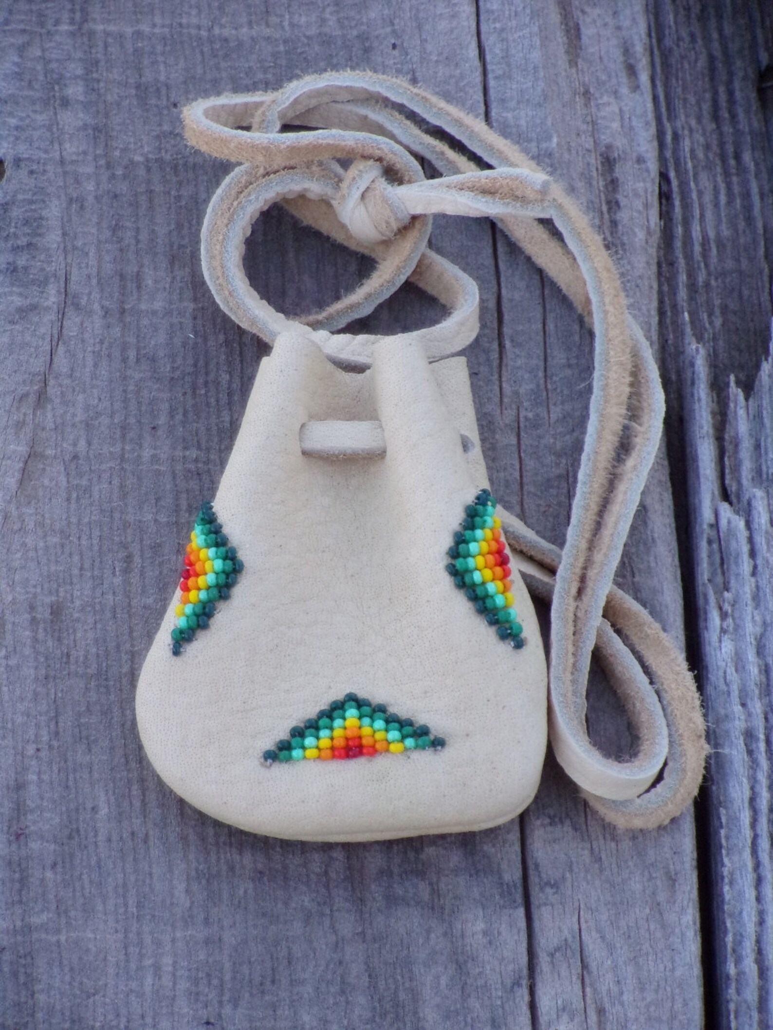 Beaded Leather Medicine Bag Small Beaded Pouch Beaded - Etsy