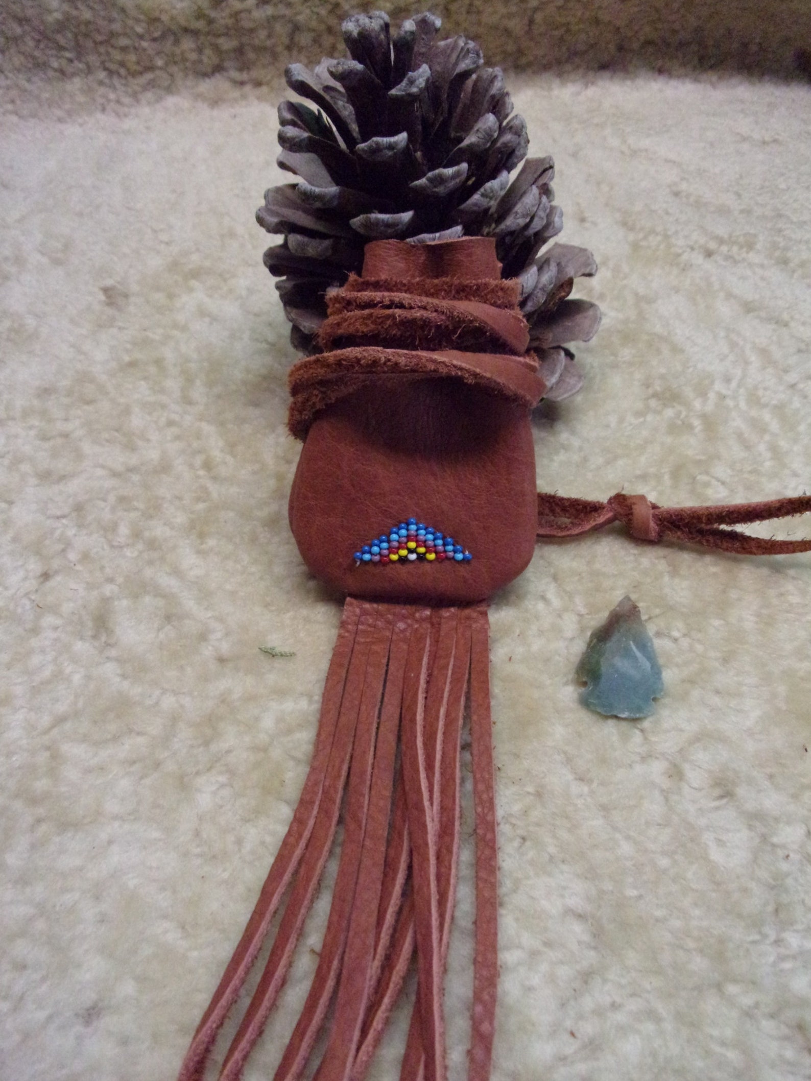 Tribal Neckbag Beaded Leather Medicine Pouch Fringed | Etsy