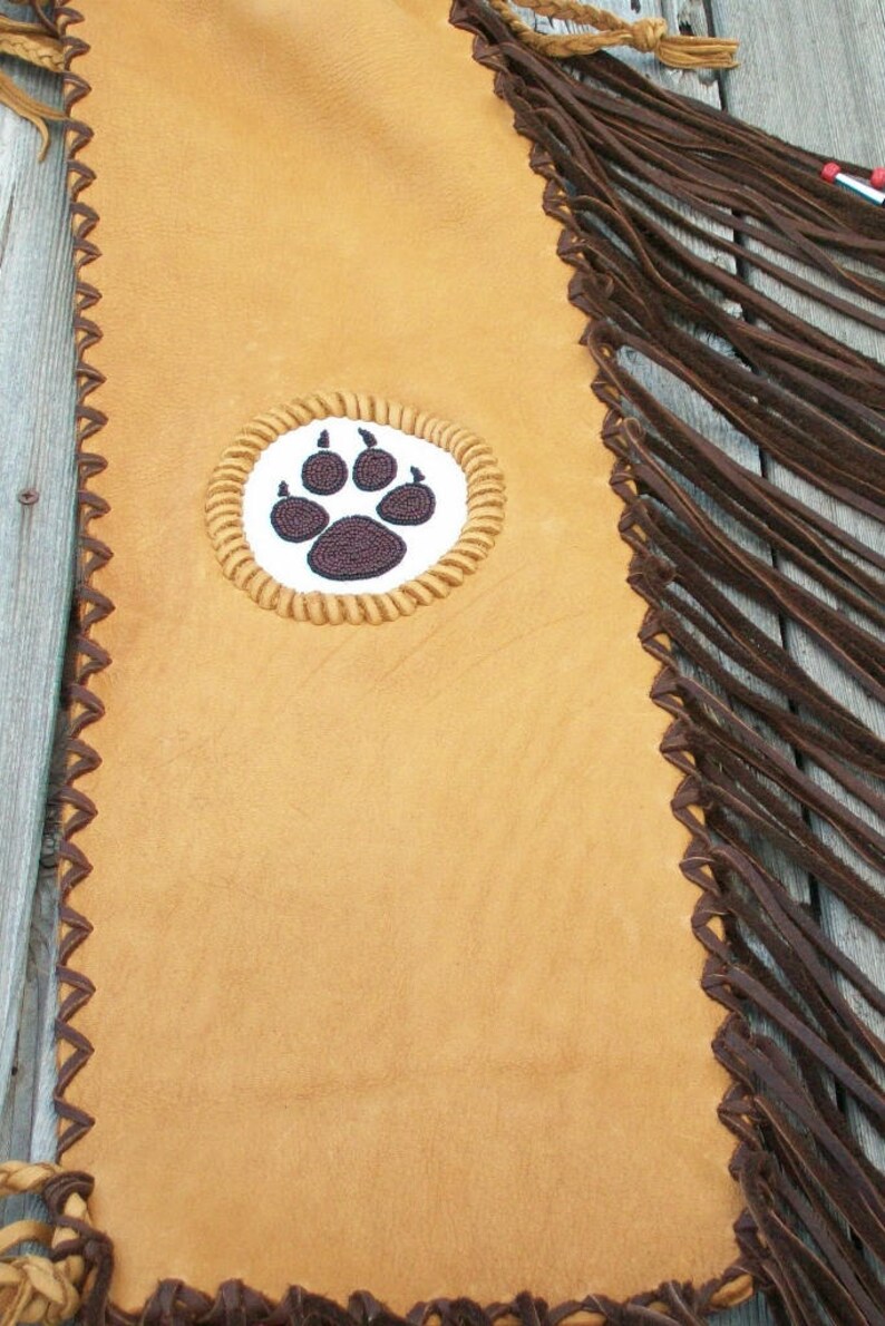 Pipe Bag With Beaded Wolf Paw Leather Pipe Bag Chanupa Bag | Etsy