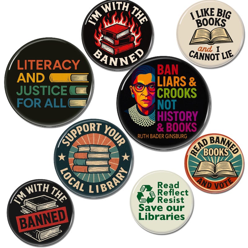 Library Buttons - Etsy