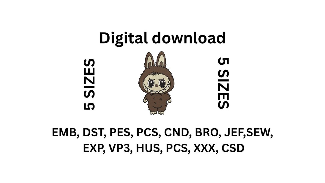 Labubu Embroidery Design | Monster Design | Cute Cartoon Monster ...