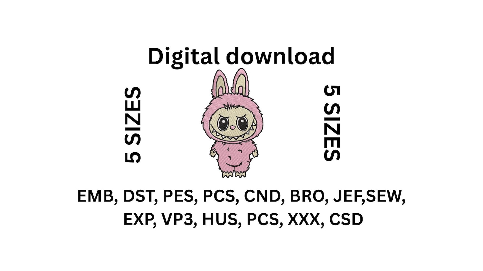 Labubu Embroidery Design | Monster Design | Cute Cartoon Monster ...