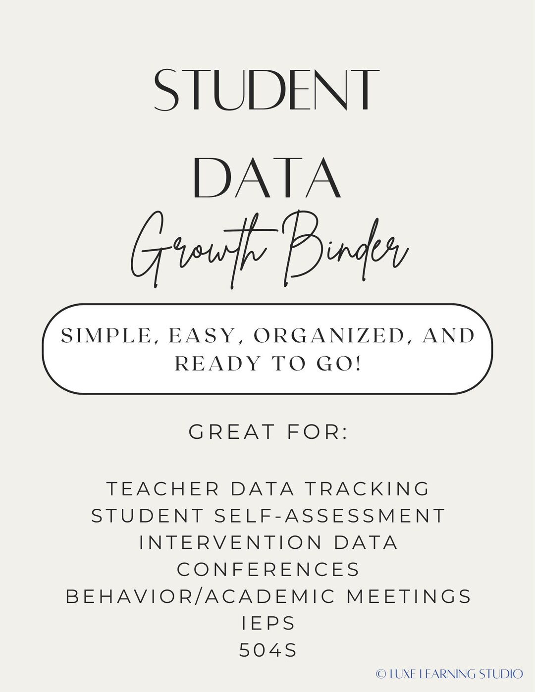 Student Data Growth Binder (neutral) - Etsy