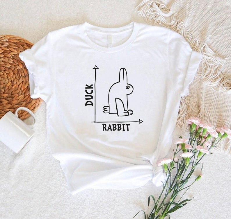Rabbit & Duck Ambiguous Optical Illusion Drawing Shirt, Funny Meme Gift ...