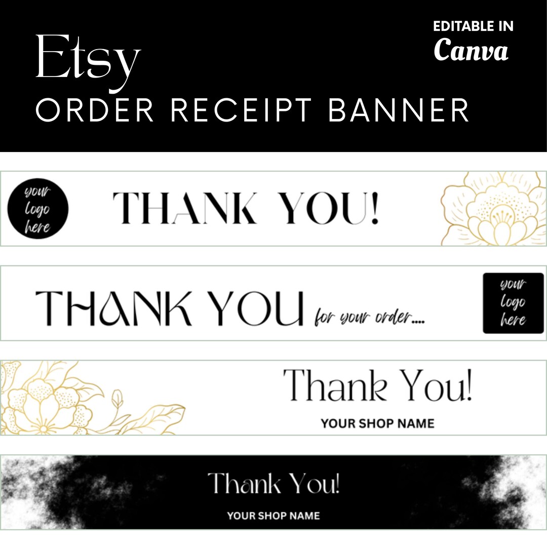 Etsy Order Receipt Banner Template: Editable Canva Design (digital ...