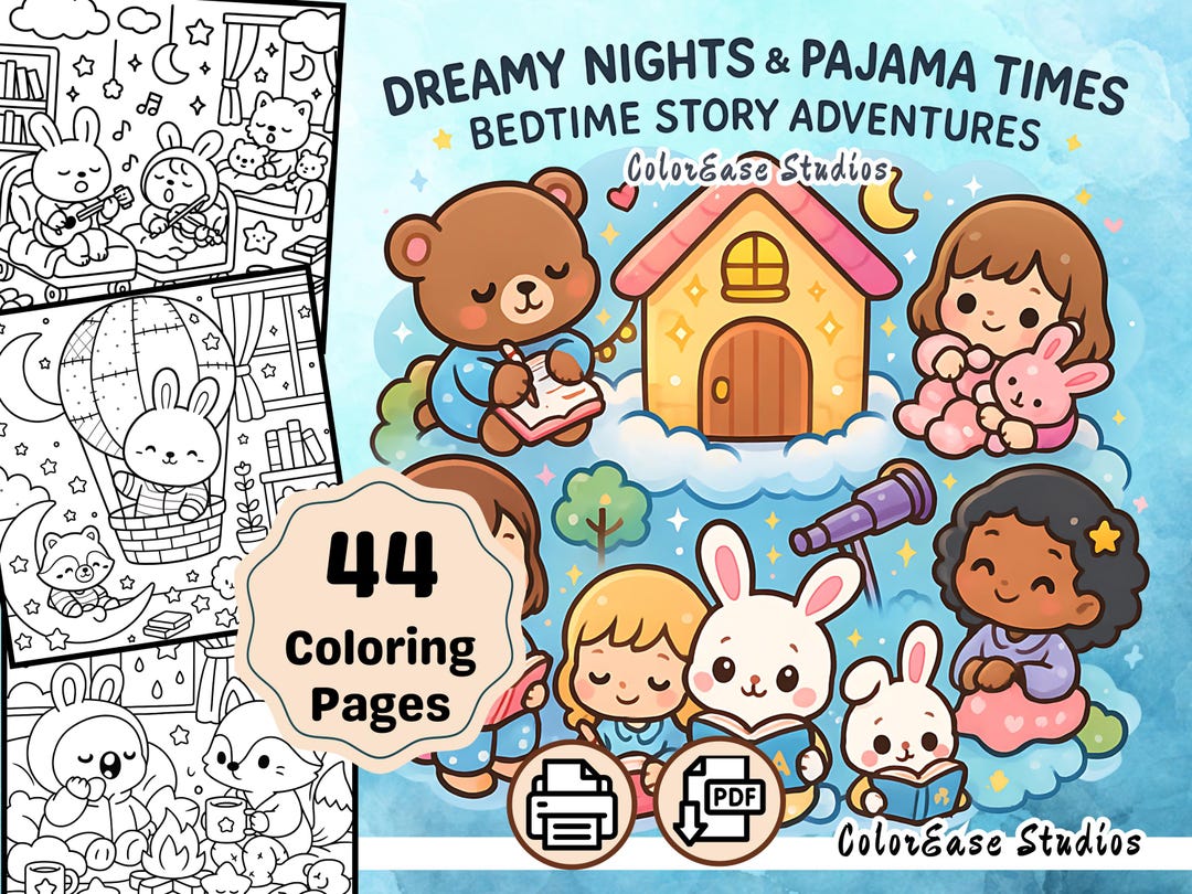 Sleep Time Coloring Pages – Relaxing Bedtime Printable PDF for Kids and ...