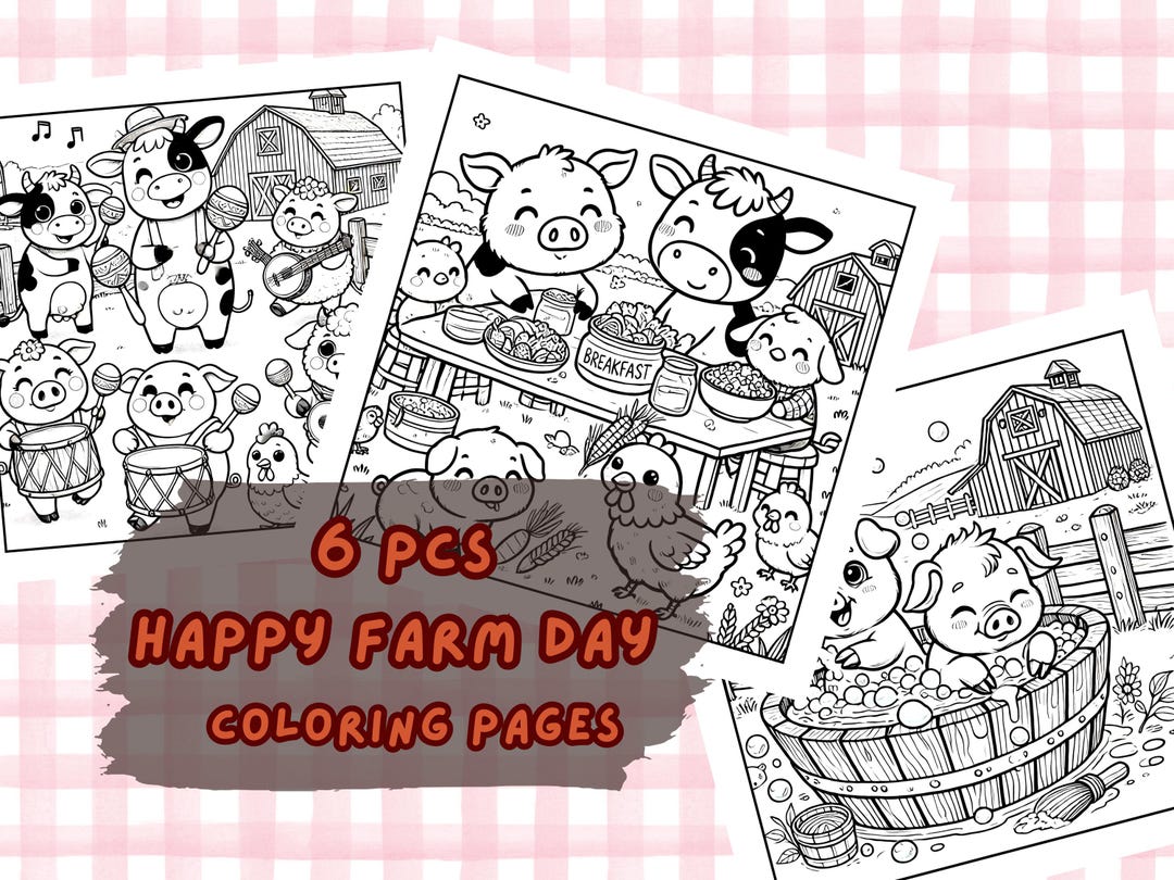 Kawaii Farm Animal Coloring Book Printable Digital Download 6 Pages Fun ...