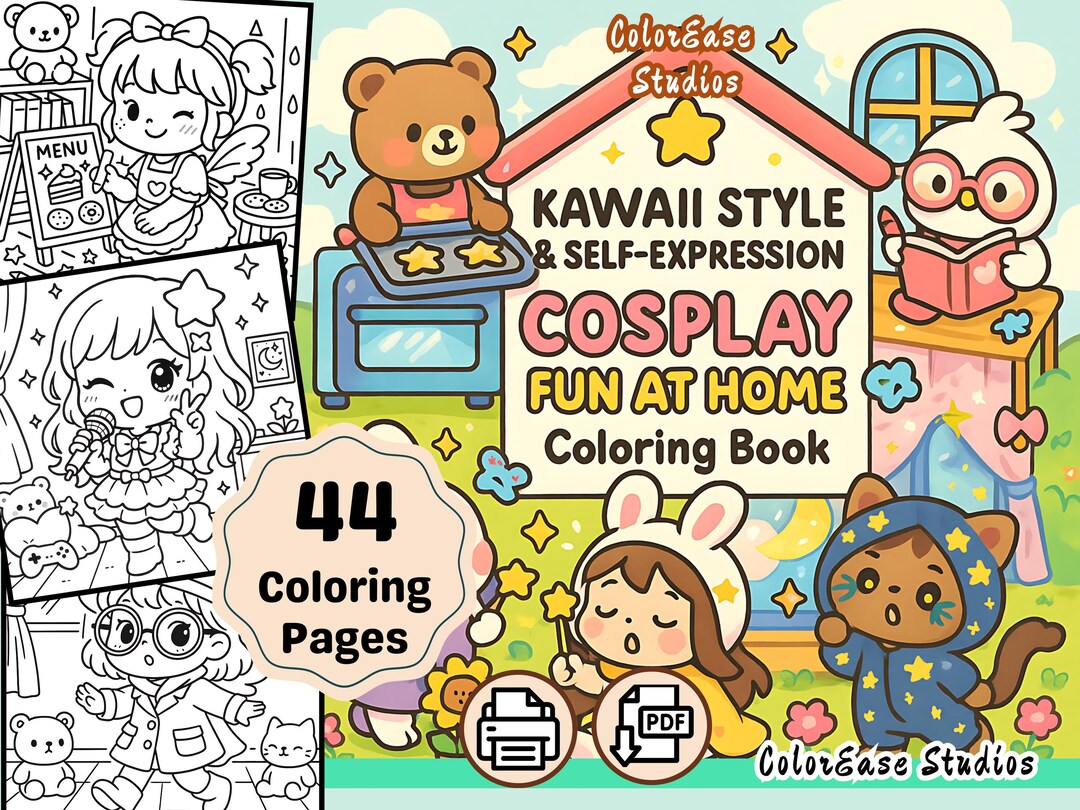 Kawaii Cosplay Coloring Pages – Fun Chibi Dress-up Digital PDF Instant ...