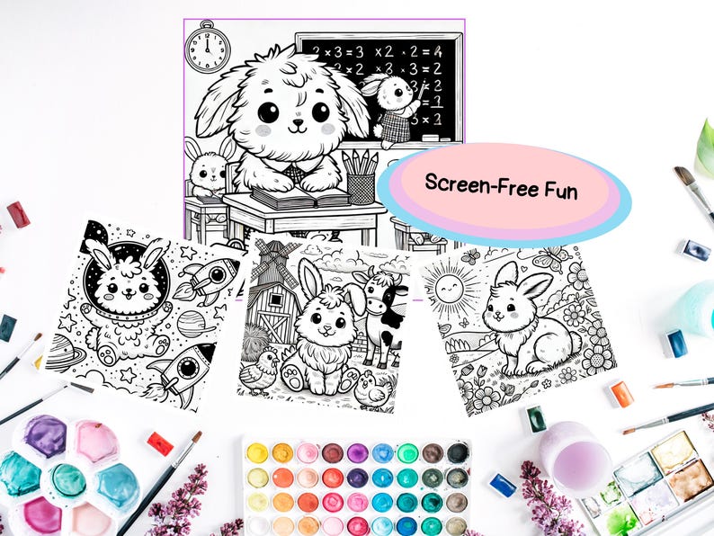 Cute Bunny Coloring Pages Printable PDF for Kids Toddlers and Girls ...