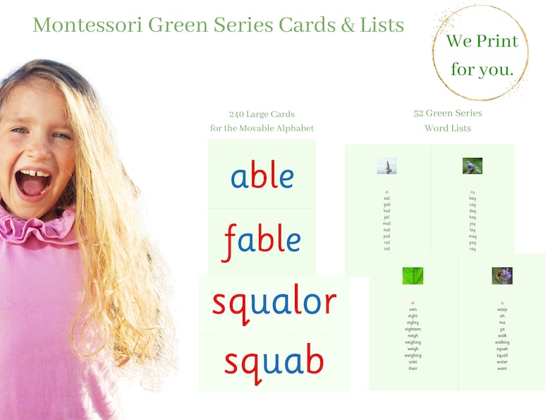 Montessori House: Green Series Vocabulary Cards & Lists in - Etsy
