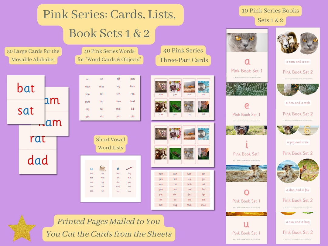 Montessori House: Pink Series Cards, Lists, Book Sets 1 & 2 in Print - Etsy