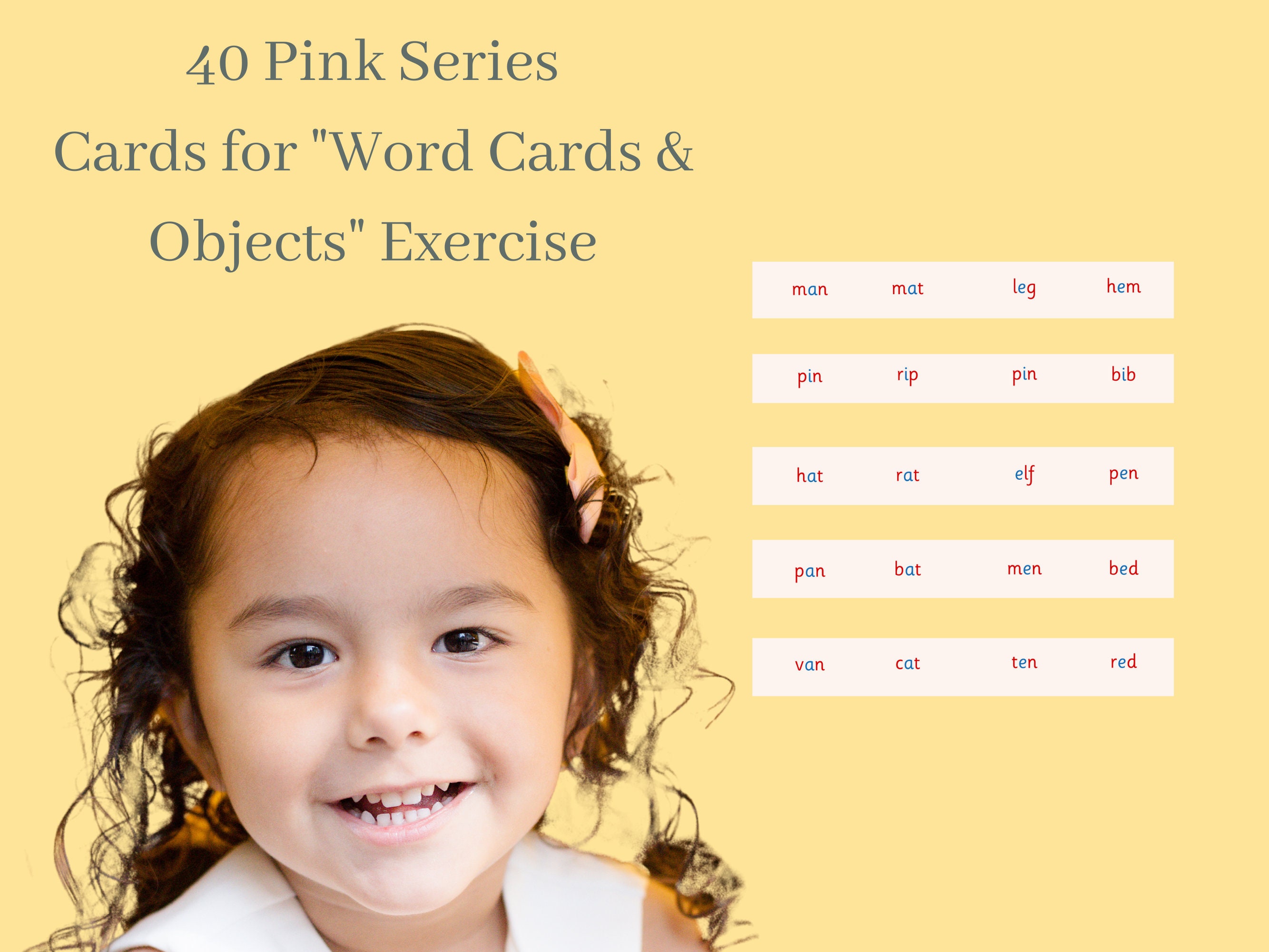 Montessori Pink Series Cards, Three-part & Movable Alphabet (PDF ...