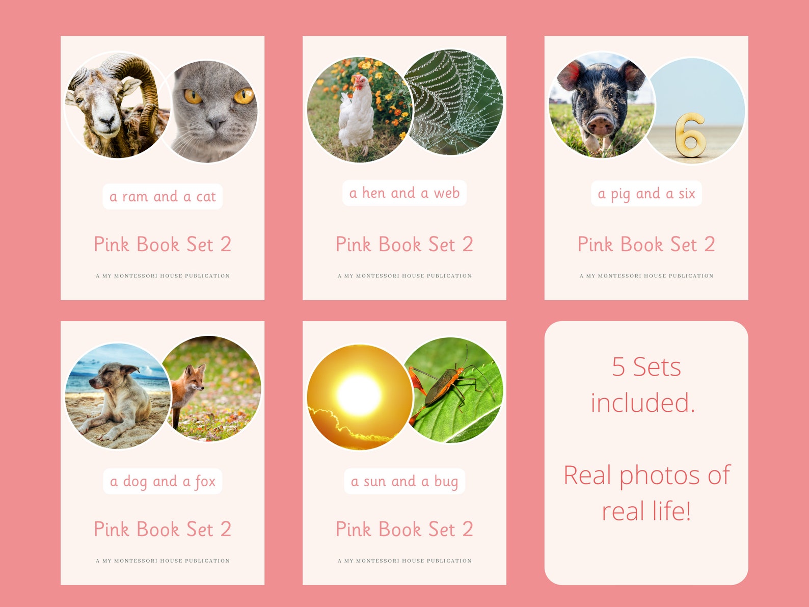 Montessori Pink Series Books Set 2: Phonetic Books for Beginning ...