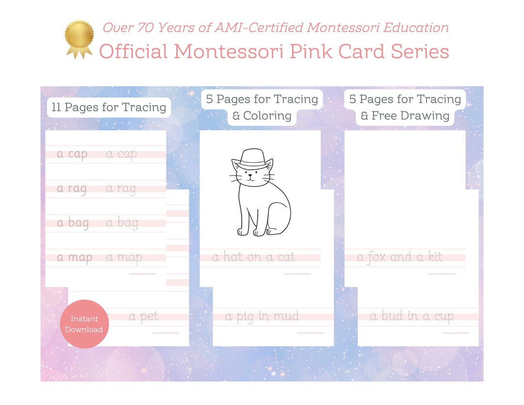 Montessori Pink Series: Three-lined Writing Paper - Etsy