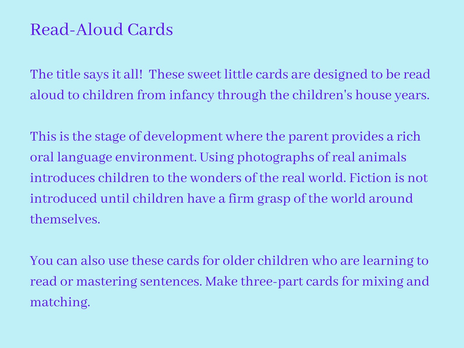 Montessori Read Aloud Card: Big Set of Animals in Nature | Etsy