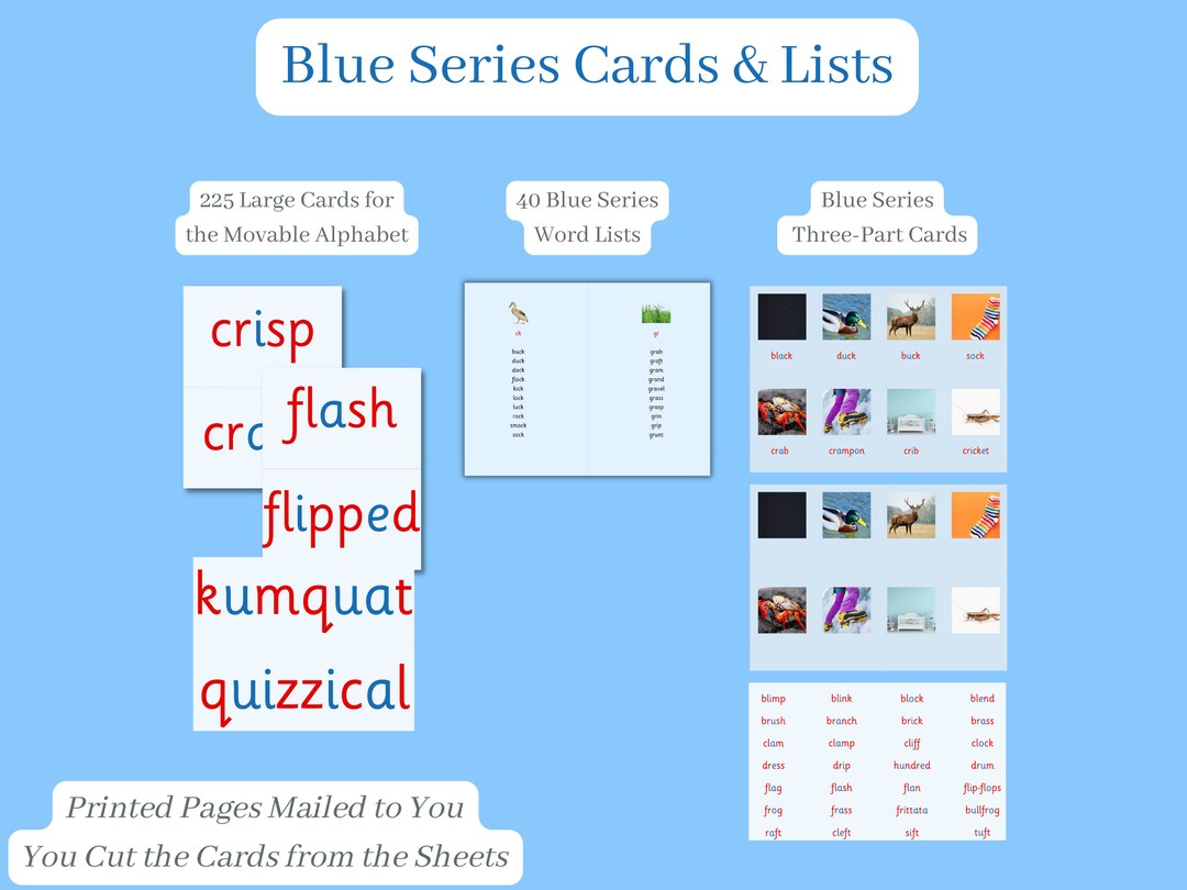 Montessori House: Blue Series Cards & Lists in Print - Etsy