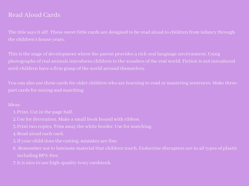 Montessori Infant Read-aloud Cards: Rich Language Euphonic - Etsy