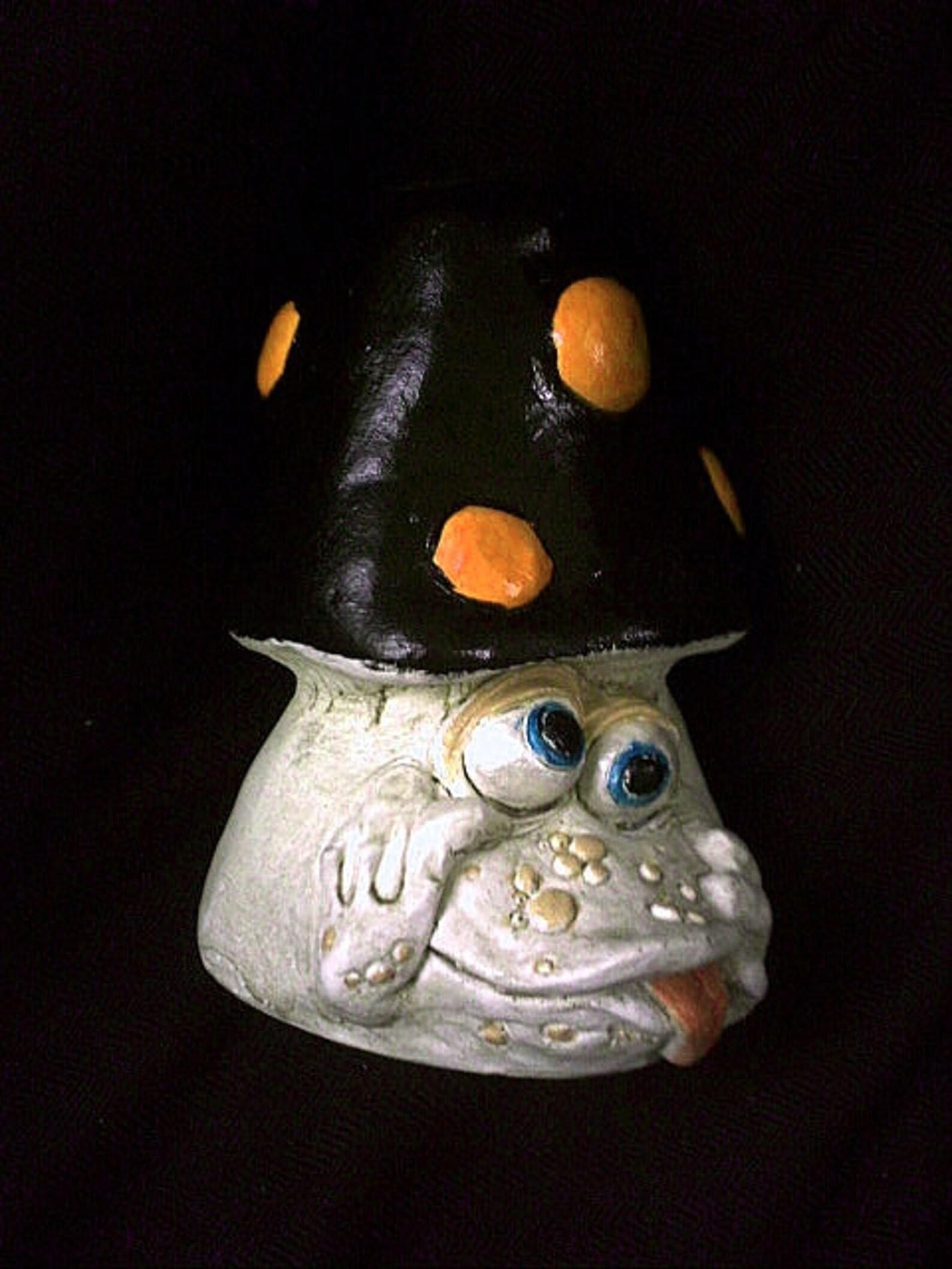 Toxic Toadstool Fantasy Mushroom Statue Silly Fun Black Orange ...