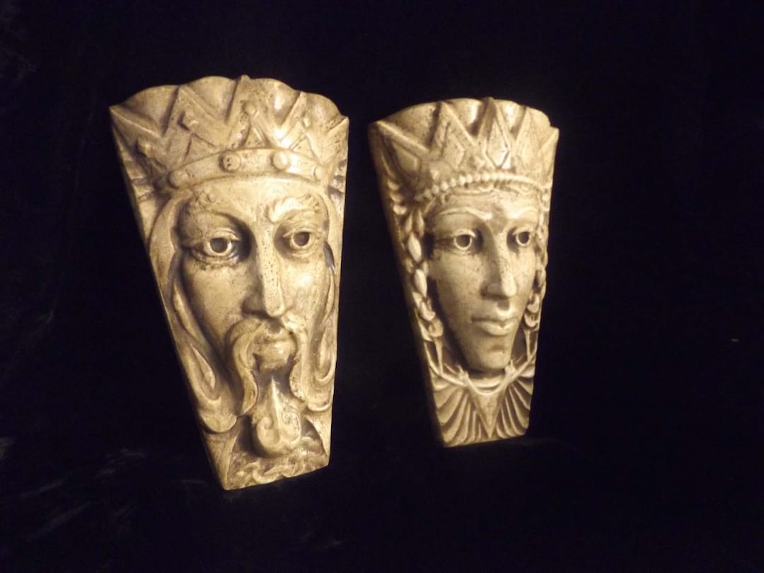 King and Queen Keystone Set, Royal Face Plaque Pair, Medieval Replica ...