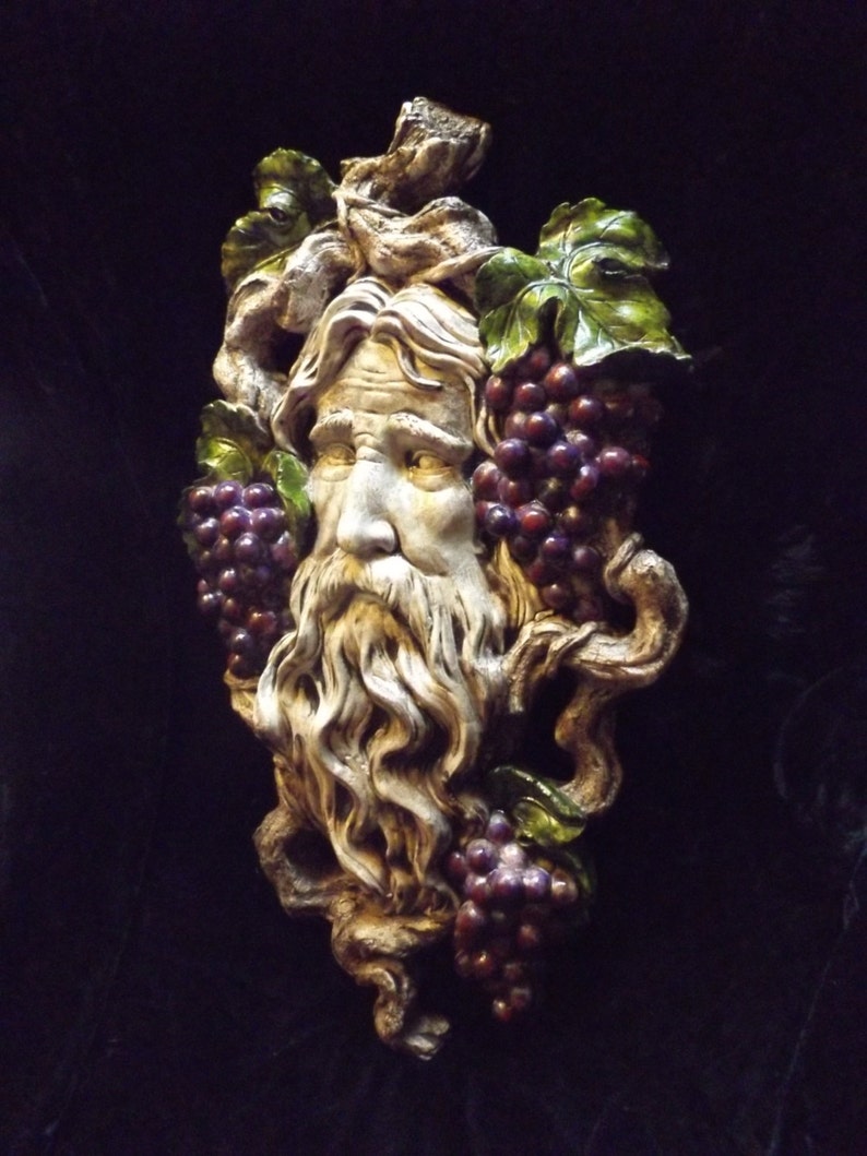Bacchus Greenman Wall Hanging Gothic Grape Sculpture Pagan Celtic Large ...