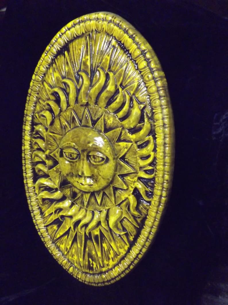 Large Sun Burst Rays Oval Wall Plaque Round Celestial - Etsy