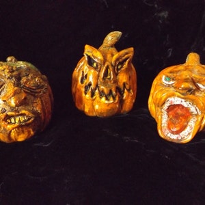 Halloween Pumpkin Heads Gothic Pumpkins of Doom Set 2 Set of 3 Macabre ...