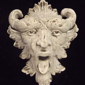 Horned Satyr Greenman Wall Plaque Leafman Gargoyle Celtic Medieval Leaf ...