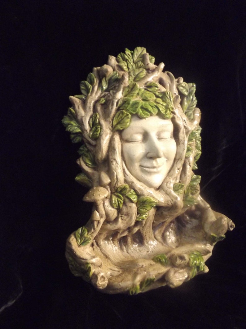 Garden Decor Greenwoman Wall Plaque Tree Branch Nymph Face Indoor ...