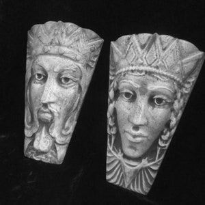 King and Queen Keystone Set, Royal Face Plaque Pair, Medieval Replica ...