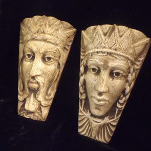 King and Queen Keystone Set, Royal Face Plaque Pair, Medieval Replica ...