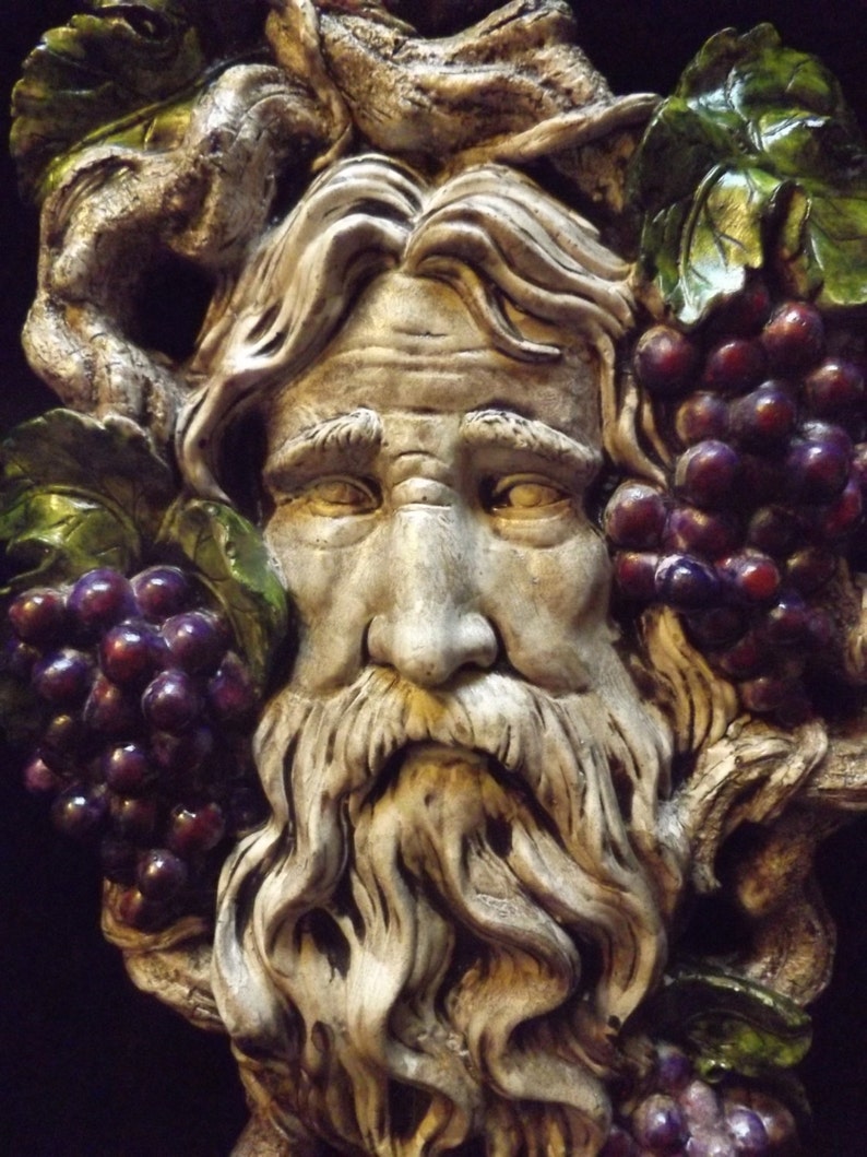 Bacchus Greenman Wall Hanging Gothic Grape Sculpture Pagan Celtic Large ...