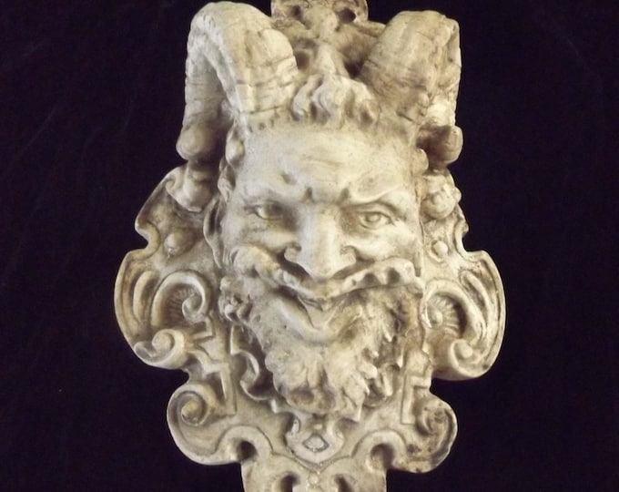 Antiqued 13 Cement Devil Head Satan Lucifer Satyr Garden Art Statue ...