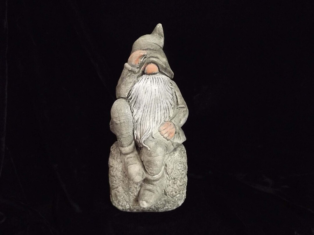 Garden Gnome Statue Fantasy Elf Sitting Man Woodland Yard Art Flower ...