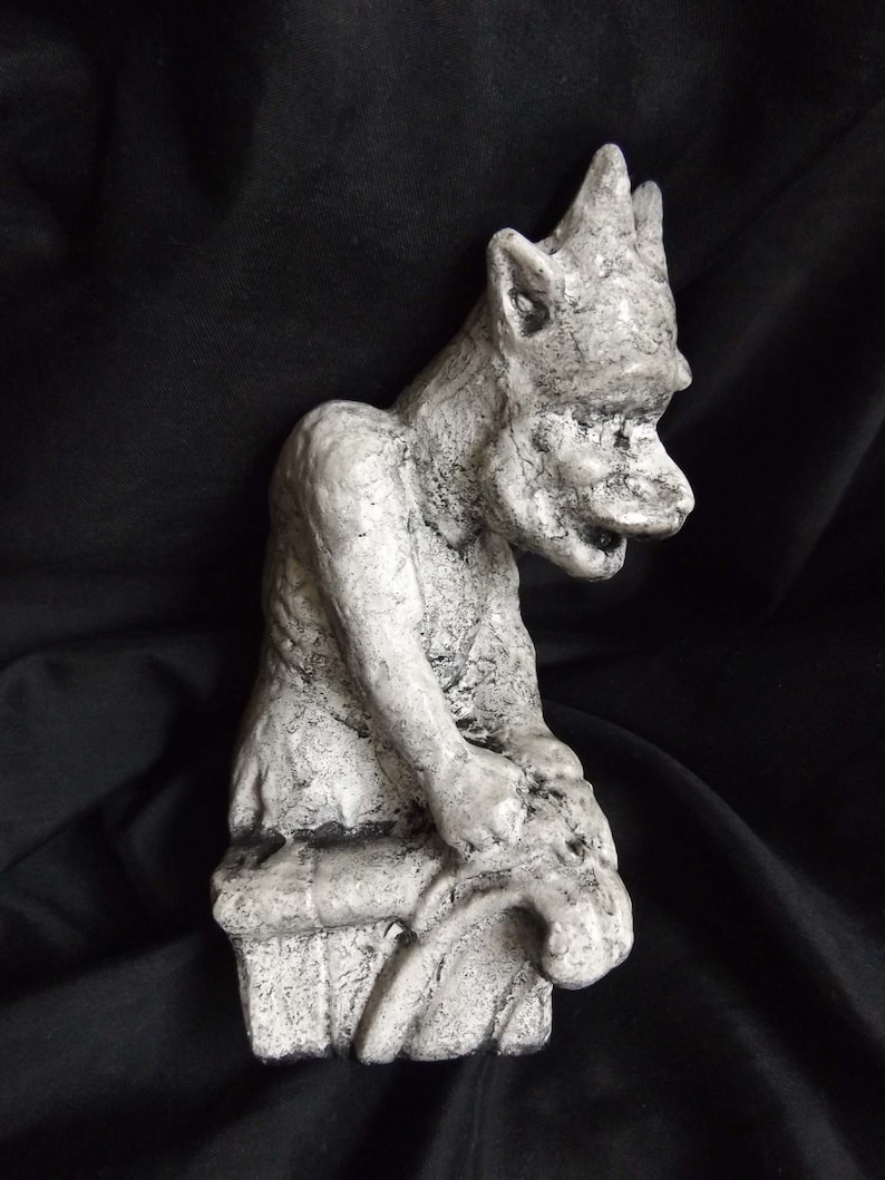 Gargoyle The Watcher Crouching Horned Statue Notre Dame | Etsy