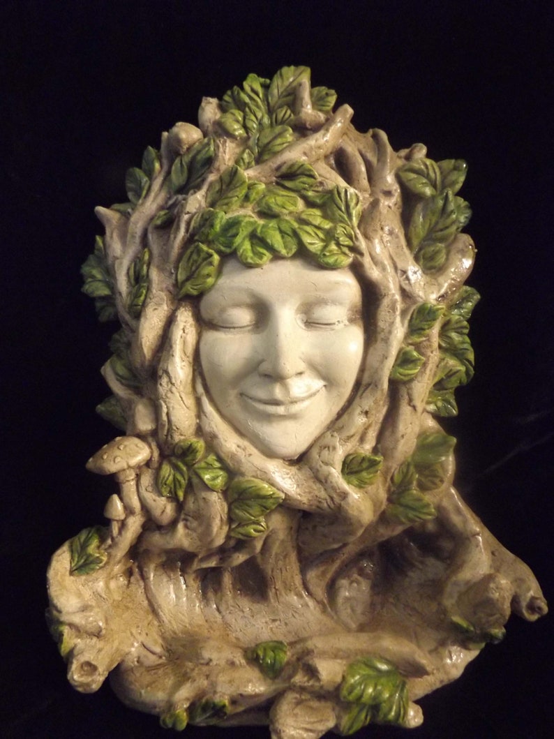 Garden Decor Greenwoman Wall Plaque Tree Branch Nymph Face Indoor ...