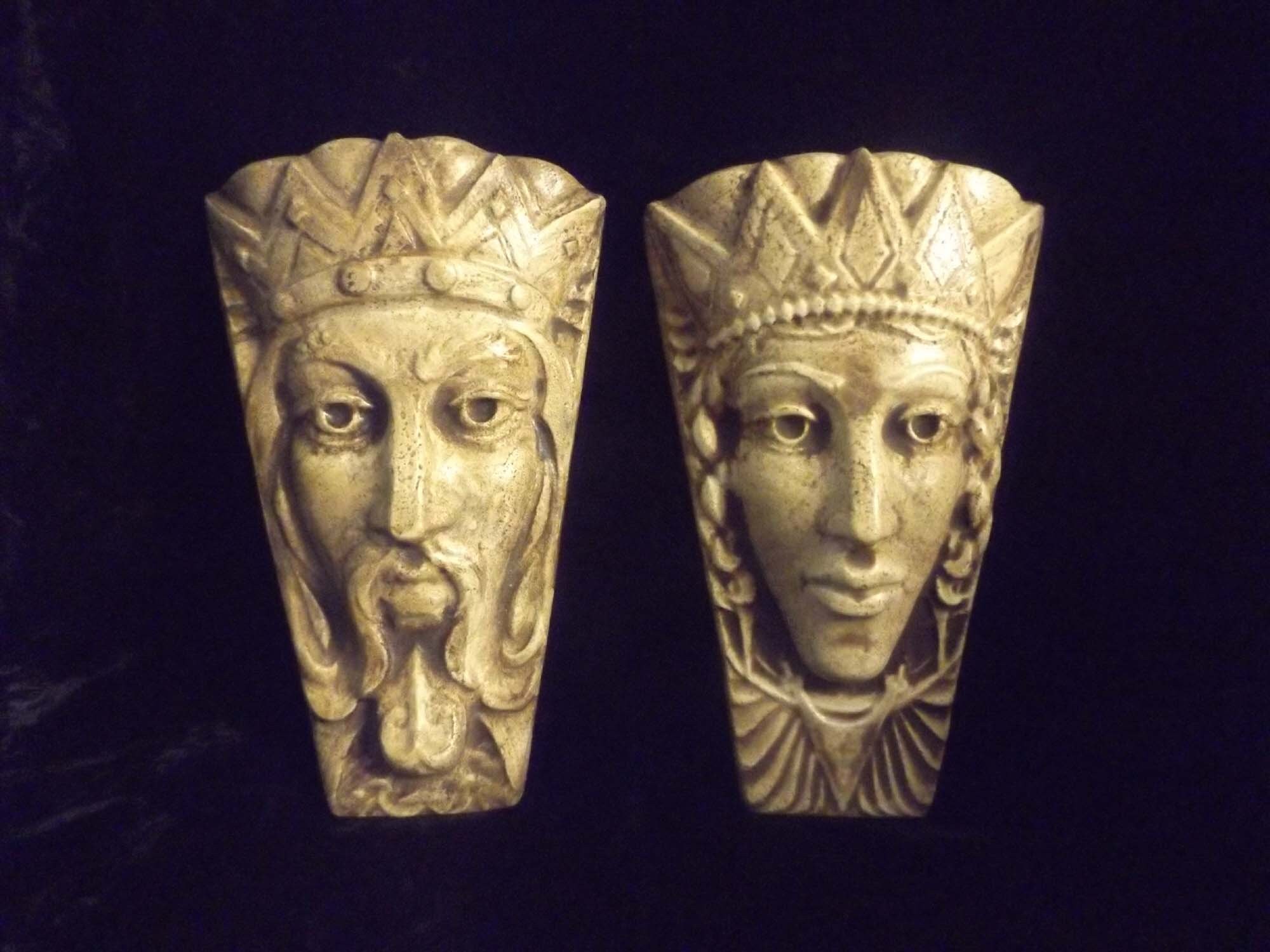King and Queen Keystone Set, Royal Face Plaque Pair, Medieval Replica ...
