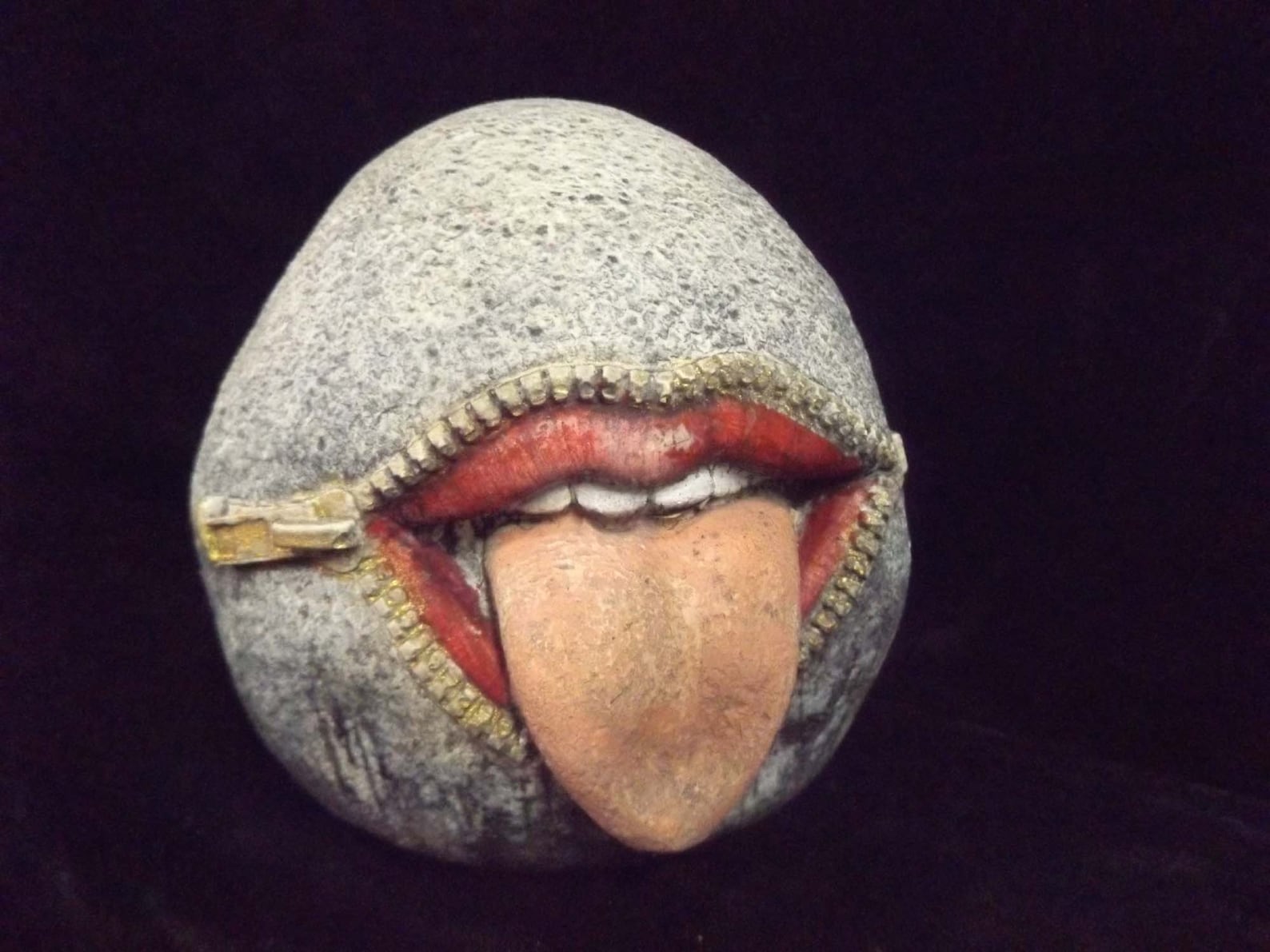 Garden Decor Zippered Tongue Rock Statue Unusual Odd Weird - Etsy