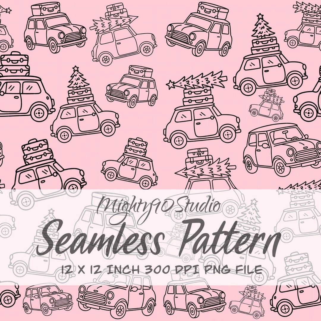 Car Line-art Seamless Pattern PNG | Doodle Transport (digital Download ...