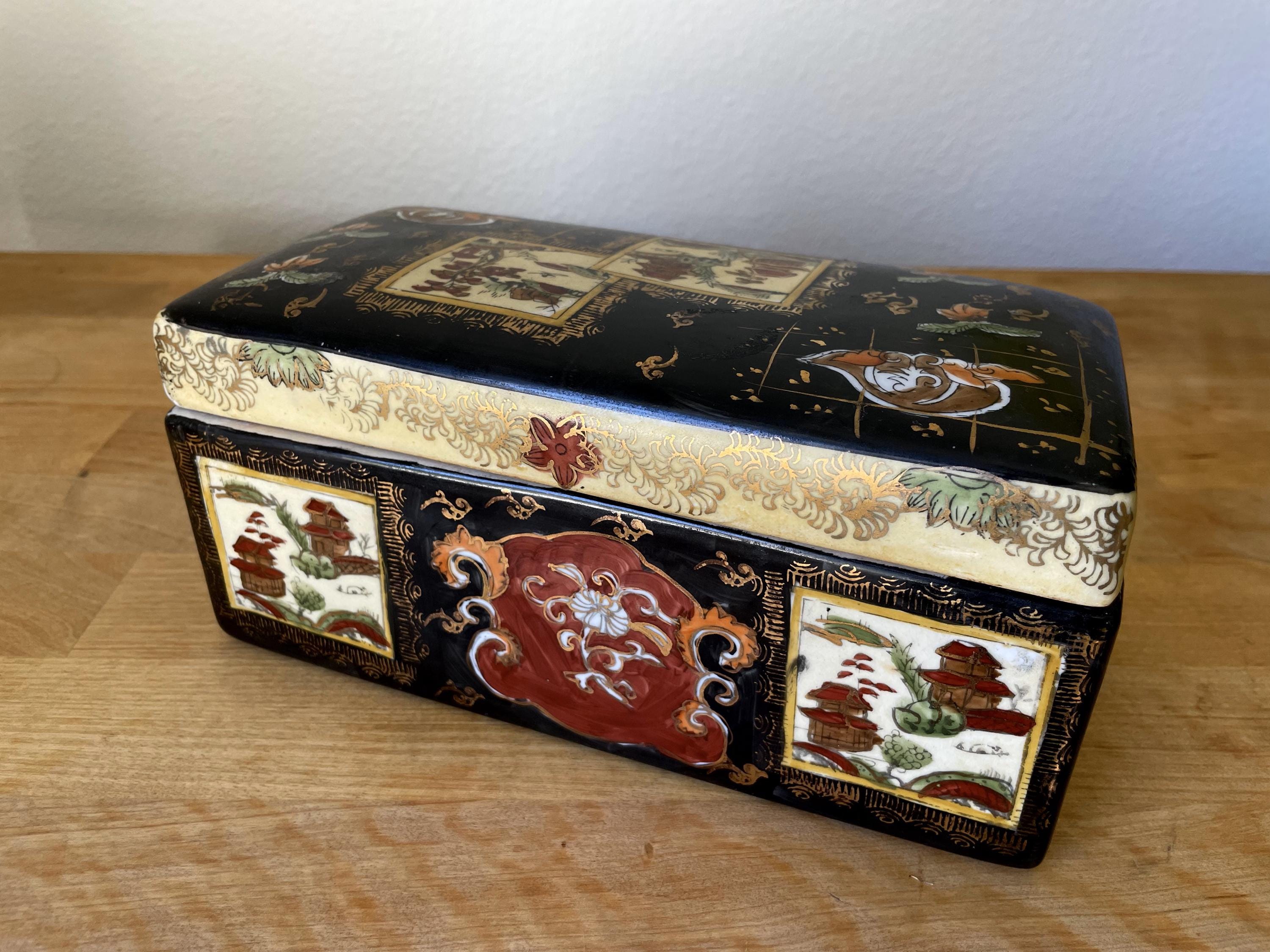 Hand Painted Asian Decorative Box - Etsy