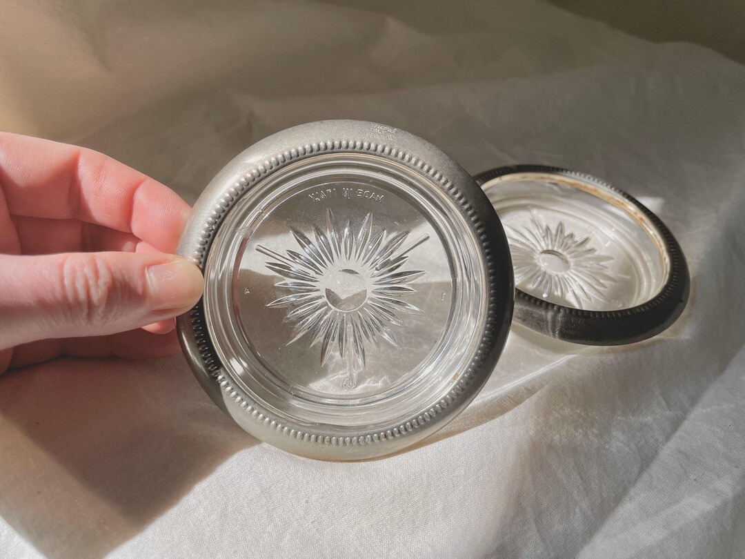 Italian Glass Coasters Set of 2 - Leonard Italy Silverplated Crystal ...