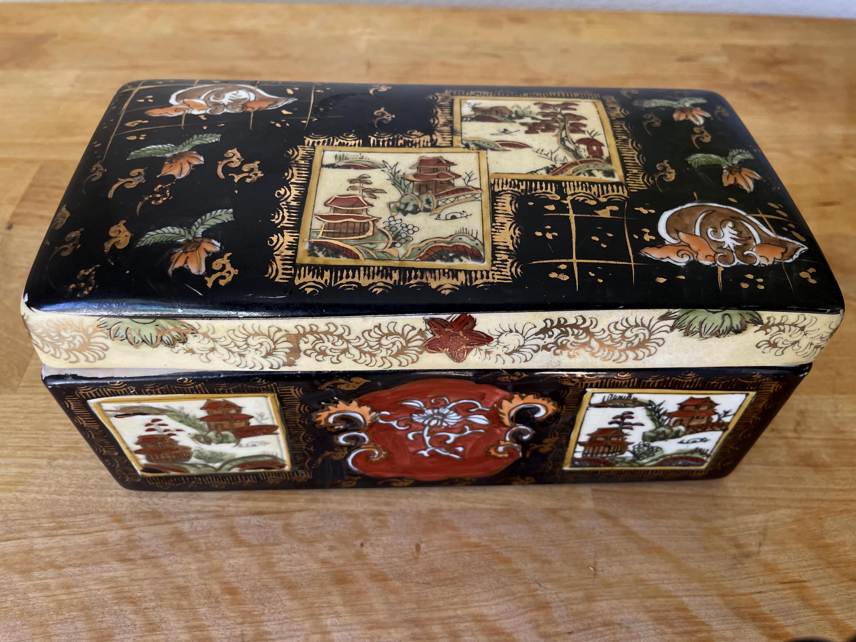 Hand Painted Asian Decorative Box - Etsy