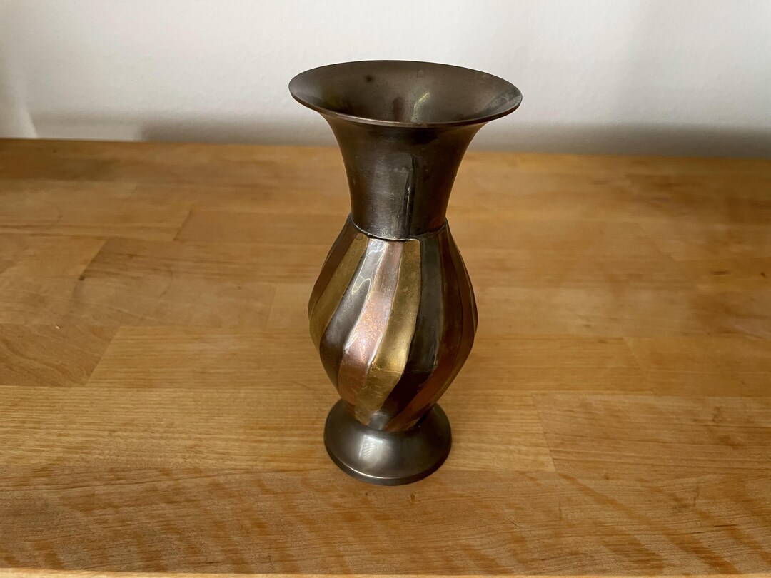 Vintage Tri Color Mixed Metal Vase - Brass, Copper, Bronze - Etsy