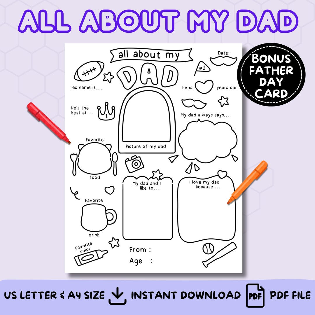 Father's Day Questionnaire All About My Dad Printable PDF - Etsy
