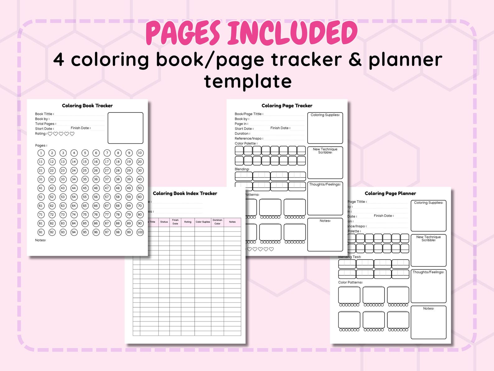 Coloring Book Tracker Printable Coloring Progress Log PDF Download - Etsy