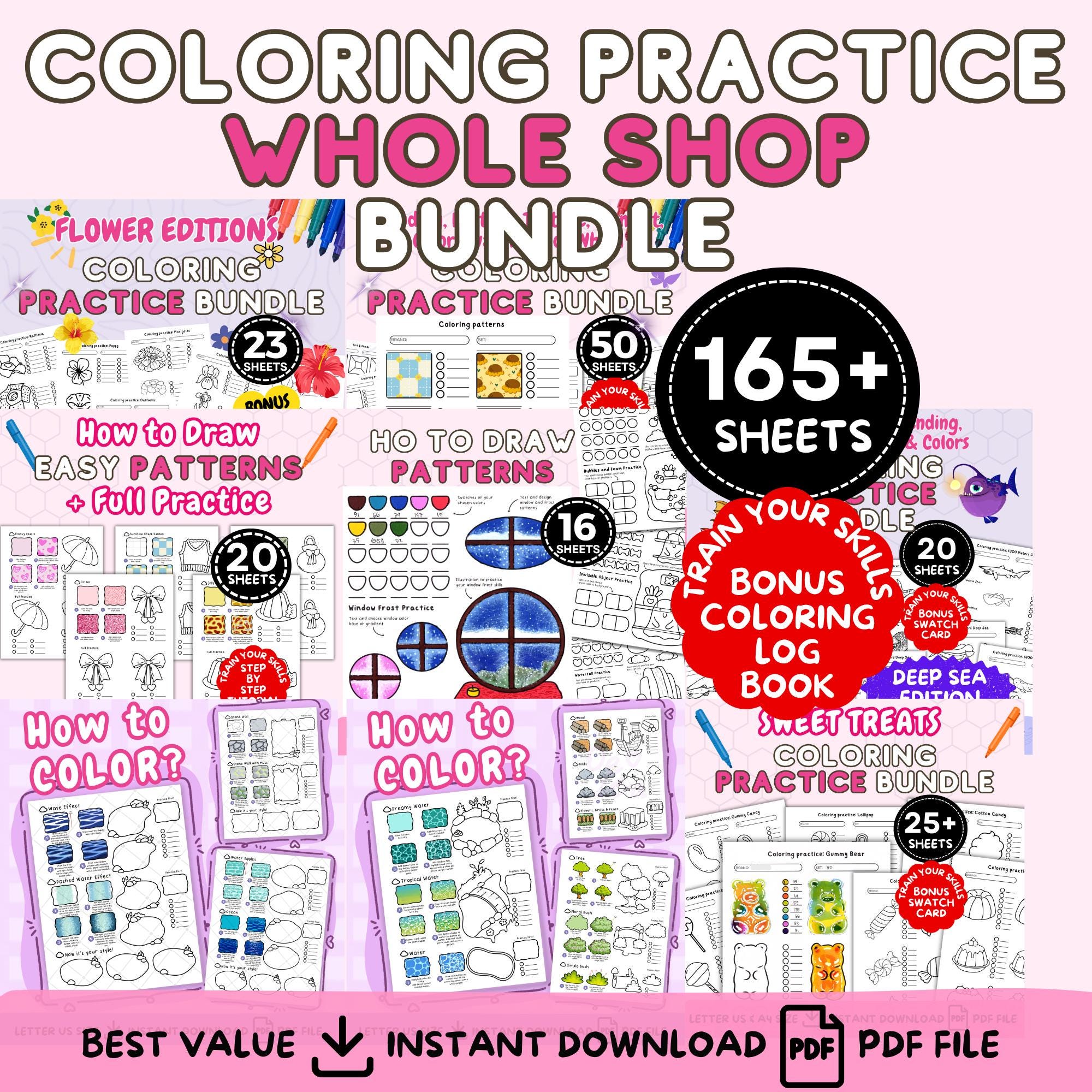How to Color Alcohol Marker Coloring Practice Bundle: Printable ...