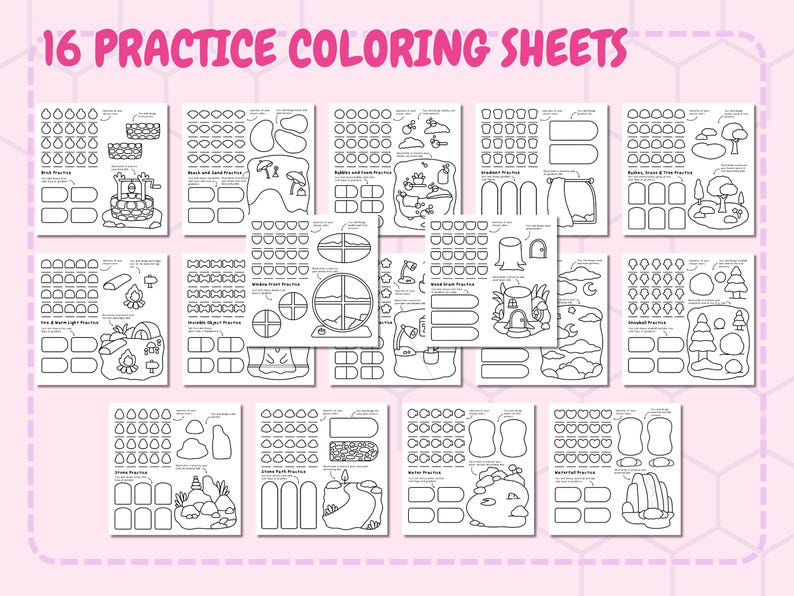 Coloring Practice 16 Digital Pages Book Alcohol Marker Color Swatch ...