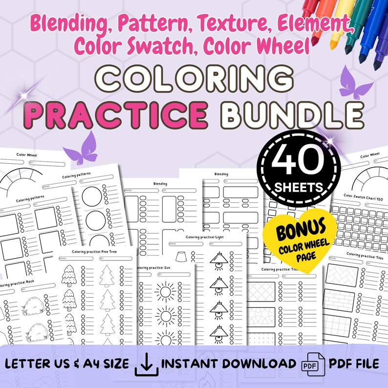 Coloring Practice Pattern Texture Practice Sheet Printable Blending ...