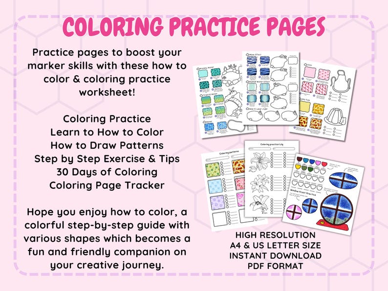 How to Color Alcohol Marker Coloring Practice Bundle: Printable ...