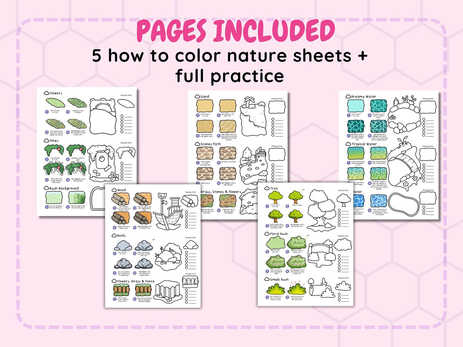 How to Color Patterns Coloring Practice Techniques Page Step by Step ...